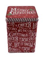 China Christmas Holiday Square Red Food Grade Tin Box with Full-Surface Custom Print and Recyclable Construction for Cookie Biscuit Chocolate Gift Packaging for sale