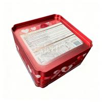 China Valentines Day Custom Printed Square Tinplate Cookie Biscuit Box 0.19mm 0.23mm Food Grade Container for Gift Packaging for sale