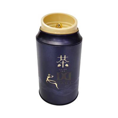 China Factory Personalized Luxury Round Tea Tin Can Airtight Double Lid  Suggar Food Gift Empty Metal Iron Tinplate Box for sale