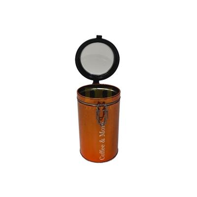 China Sealing Tinplate Round Container with Lockable Lid Transparent Visible Cover Sealed Airtight Tin Metal Round Cans Box Packaging for sale