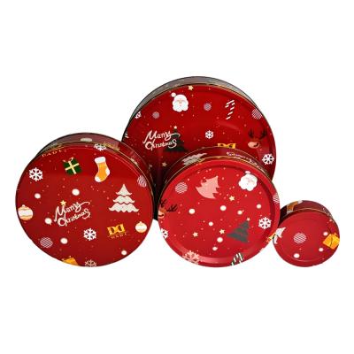 China Factory Direct Sale 2.36 ~ 13.39 Inch 12.99 Inch Standard Big Size Round Shape Christmas Dessert Nuts Tin Box Packaging for sale