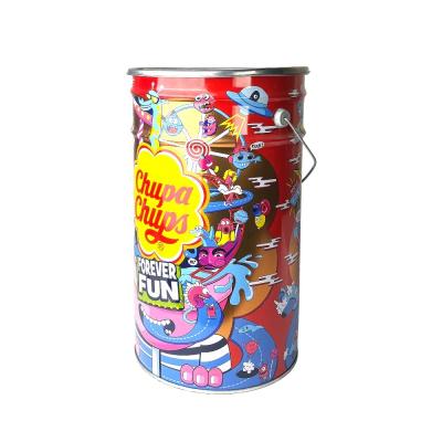 China Retro Milk Candy Tin Canister Bucket Reusable Handle Jar with Airtlid Custom Branding for Hard Candy Party Favors Display for sale
