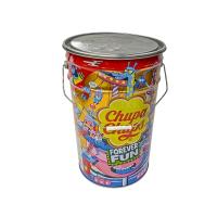 China BPA-Free Cylinder Tin with Ergonomic Handle Vibrant Cartoon Packaging Bucket for Milk Candy Chocolate Commercial Grade Storage for sale