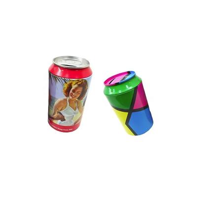 China Manufacturer Promotional Custom Designed Tinplate Piggy Bank Cylinder Shape in Large Medium Small Sizes with Coke Jar Concept for sale