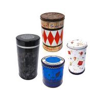 China BPA-Free 3D Embossed Retro Tin Canister Cylindrical Vented Food Jar w/ Cartoon Cutouts Vintage Gift Packaging for Cookies Tea for sale