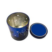 China BPA-Free 3D Embossed Retro Tin Canister Cylindrical Vented Food Jar w/ Cartoon Cutouts Vintage Gift Packaging for Cookies Tea for sale