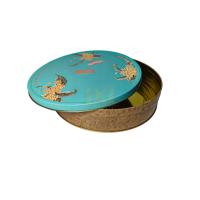China 5/11/13 inch Space-Saving Flat Round Biscuit Tin - Dual-Layer Embossed Lid & Vintage Floral Motifs, Rustproof Cookie Organizer for sale