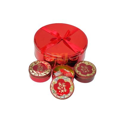 China Factory Direct Sale Round Cake Cookie Metal Tin Can Container Tin Box with Lid for Lunch Muffin Cheese Pizza Coffee Bean Tea for sale