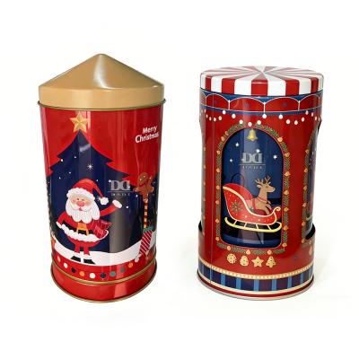 China Premium Food Safe Rotating Cookies Candy Tin Container Music Box Luxury Metal Gift Packaging Festive Holiday Promotional Use for sale