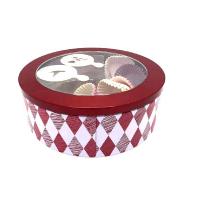 China Round Gift Boxes for Toffee Baking Cake Containers for Valentines Gift Giving Puff Pastries Craft Supplies Metal Canister for sale