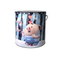 China Custom Cylindrical Tinplate Candy Jar Cartoon Design Handle Suitable Milk Flavor Hard Candy Tasty Lollipop Storage for sale