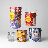 China Custom Cylindrical Tinplate Candy Jar Cartoon Design Handle Suitable Milk Flavor Hard Candy Tasty Lollipop Storage for sale