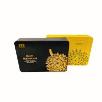 China Rectangular Ice-Skin Durian Mooncake Tin Smooth Tin Box Embossing Debossed Swirl Design Exquisite Relief Design Tinplate Package for sale