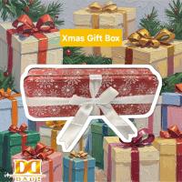 China Hot Sale 2025 Christmas Custom Gift Food Tin Box with White Ribbon and Gold Coating for sale