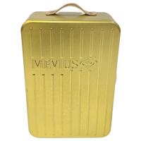 China 2025 Christmas Food Grade Gift Box Snack Cookie Toy Tin Box with PU Handle and Lock for sale