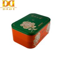 China Custom Double Layer Mooncake Tin Box Special Design Metal Gift Rectangular Box for Cookies Cakes Snacks Biscuits for sale
