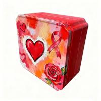 China Valentine's Day Creative Romantic Tin Can Pink Red Cartoon Cute Retro Square Gift Box Custom Wedding Metal Tinplate Packaging for sale