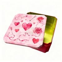 China Valentine's Day Creative Romantic Tin Can Pink Red Cartoon Cute Retro Square Gift Box Custom Wedding Metal Tinplate Packaging for sale