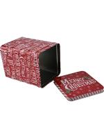 China Christmas Style Square Red Food Grade Tin Box for Cookie Biscuit Chocolate for sale