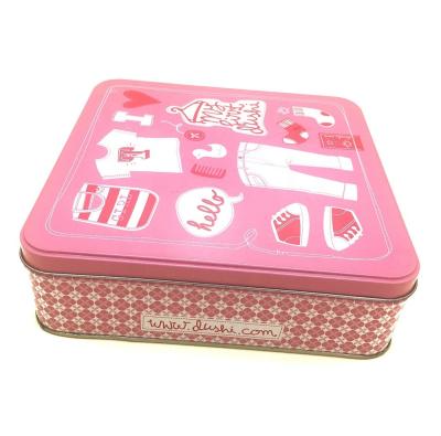 China DADI Pink Square Gift Tin Box Metal Box 210*210*60mm for sale