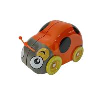 China New Style Orange Insect Shape Toy Car Food Grade Metal Package Ladybird Ladybug Appearance Snack Candy Storage Container Tin Box for sale