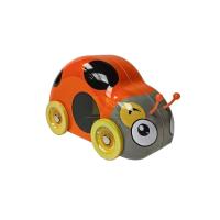 China New Style Orange Insect Shape Toy Car Food Grade Metal Package Ladybird Ladybug Appearance Snack Candy Storage Container Tin Box for sale