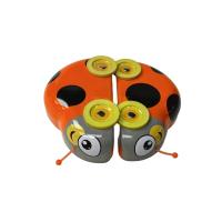 China New Style Orange Insect Shape Toy Car Food Grade Metal Package Ladybird Ladybug Appearance Snack Candy Storage Container Tin Box for sale