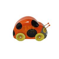 China New Style Orange Insect Shape Toy Car Food Grade Metal Package Ladybird Ladybug Appearance Snack Candy Storage Container Tin Box for sale