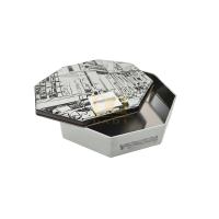 China Factory Customization Large Medium Small Capacities Octagonal Metal Box Black White Hand Drawn Illustration Comic Style Tin Box for sale