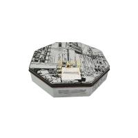 China Factory Customization Large Medium Small Capacities Octagonal Metal Box Black White Hand Drawn Illustration Comic Style Tin Box for sale