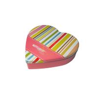 China Wholesale High Quality Colorful Lines Minimalist Style Tinplate Container Heart-shaped Candy Chocolate Biscuit Cookies Tin Box for sale