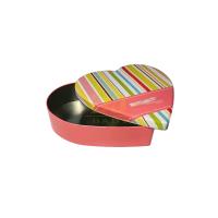 China Wholesale High Quality Colorful Lines Minimalist Style Tinplate Container Heart-shaped Candy Chocolate Biscuit Cookies Tin Box for sale