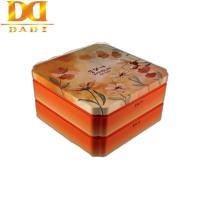 China Food Grade Double Layer Biscuit Tin Box for Mooncake Custom Shape Holiday Gift Cookies Snacks Biscuits Cake Irregular Packaging for sale