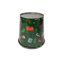 China Snack Pail Food Tub Christmas Themed Gloss Frosted Texture Commemorative Day Gift Lid Sealing Promotional Popcorn Tin Bucket for sale
