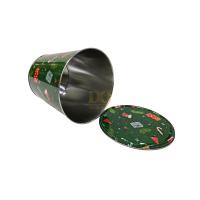 China Snack Pail Food Tub Christmas Themed Gloss Frosted Texture Commemorative Day Gift Lid Sealing Promotional Popcorn Tin Bucket for sale
