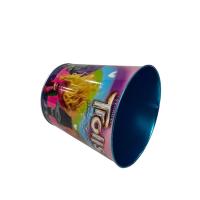 China Wholesale Custom Logo Repeated Use Tinplate Movie Large Popcorn Cups Tubs Containers Round Lid Cylinder Bucket Metal Packing for sale