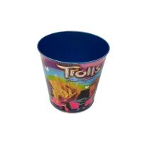 China Wholesale Custom Logo Repeated Use Tinplate Movie Large Popcorn Cups Tubs Containers Round Lid Cylinder Bucket Metal Packing for sale
