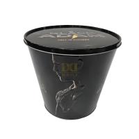 China Large Capacity Cinema Popcorn Bucket Food Storage Single Layer Galvanized Metal Lid Gloss Oil Internally Antirust Tin Bucket for sale