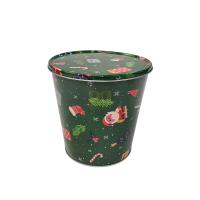 China Large Capacity Cinema Popcorn Bucket Food Storage Single Layer Galvanized Metal Lid Gloss Oil Internally Antirust Tin Bucket for sale