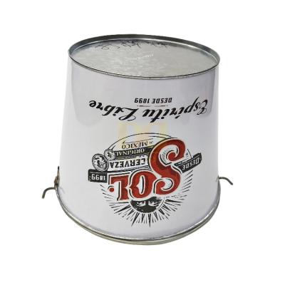 China ISO Durable Stackable Beverage Beer Coolers Container Supermarket Displays Handles Galvanized Metal Ice Bucket for sale