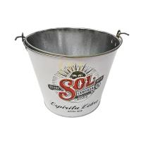 China ISO Durable Stackable Beverage Beer Coolers Container Supermarket Displays Handles Galvanized Metal Ice Bucket for sale