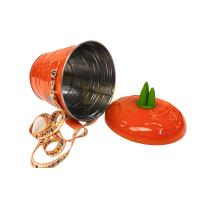 China Custom Orange Carrot Crossbody Strap Food Grade Metal Package Snack Children's Day Gift Easter Bunny Gift Tinplate Bucket for sale