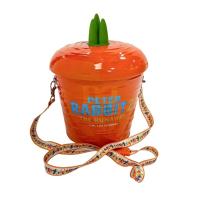China Custom Orange Carrot Crossbody Strap Food Grade Metal Package Snack Children's Day Gift Easter Bunny Gift Tinplate Bucket for sale