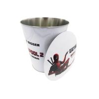 China DADI Reusable Tinplate Popcorn Bucket Large Capacity Metal Pail for Cinema & Party for sale