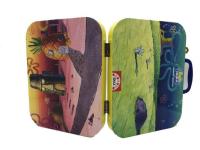 China DADI Customized Metal Tin Lunch Box with Handle Cartoon Printing Suitcase Box for sale