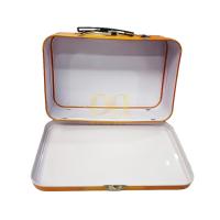 China Cartoon Funny Tinplate Metal Retro Lunch Cookie Cans Packing Decorative Gift Tin Box Package with Handle & Mechanical Lock for sale