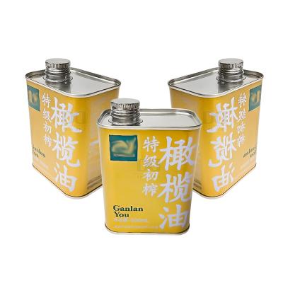 China Food Grade Spot Color Printing CMYK Olive Oil Cans Empty 500ml Leakproof Rust-proof Thickened Metal Tin Packaging Screw Cap Lids for sale
