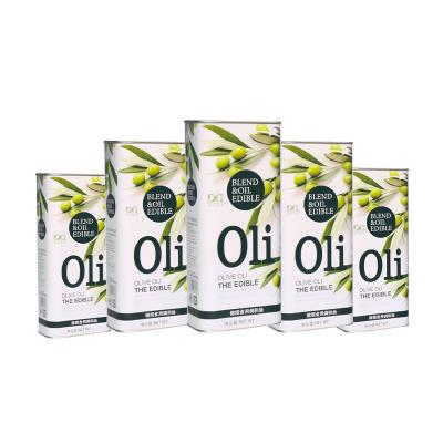 China Custom Empty 500ml 750ml 1L 3L Airtight Square Rectangular Olive Oil Tin Can Packaging Plastic Lids Handle Edible Oil Metal Cans for sale
