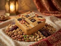China Middle Eastern Style Custom Printed Food Grade Metal Tin Box for Luxury Dried Dates Gift Packaging for sale