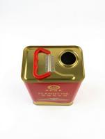 China Premium Red Metal Tin Can Peanut Oil Rectangular Iron Can Edible Oil with Handle 2L 2Liters for sale